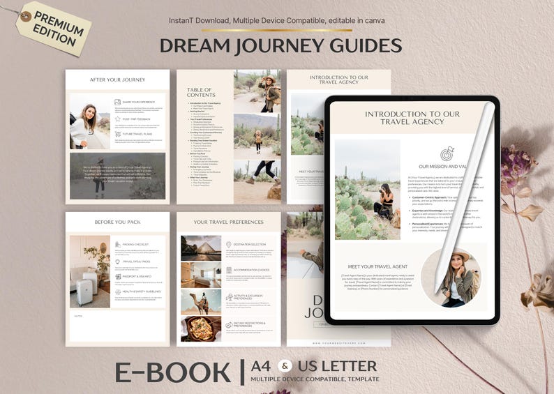 Dream Journey Travel Guide, Canva Editable Travel Reflection Journal ...