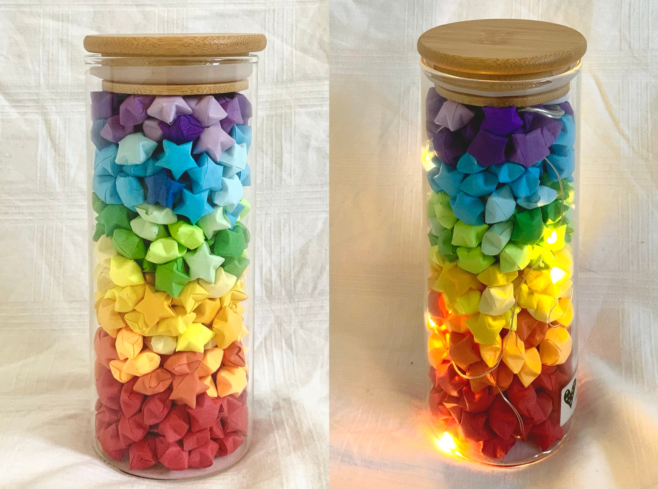 Rainbow Star Jar With Lights Tall Star Jar Origami Paper - Etsy