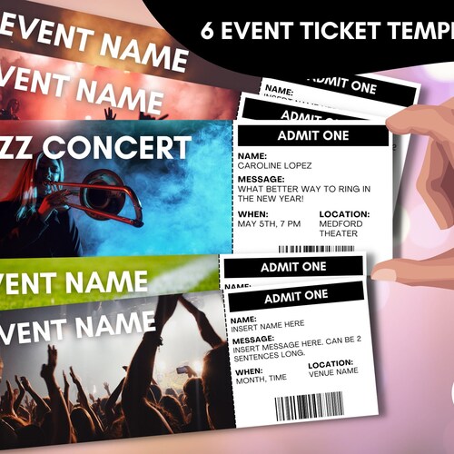 Event Ticket Template. Editable PDF. Printable. Instant | Etsy