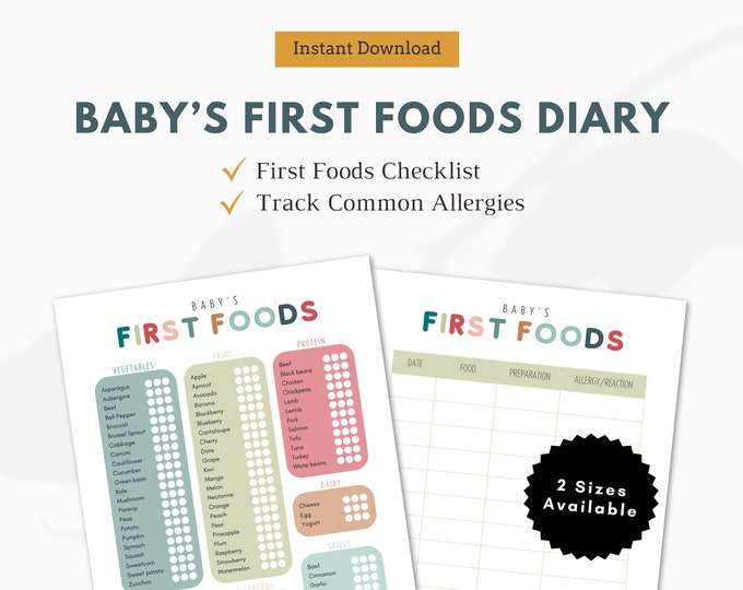 Baby's First Foods Checklist | Printable Food Log | Led Weaning | Solid ...