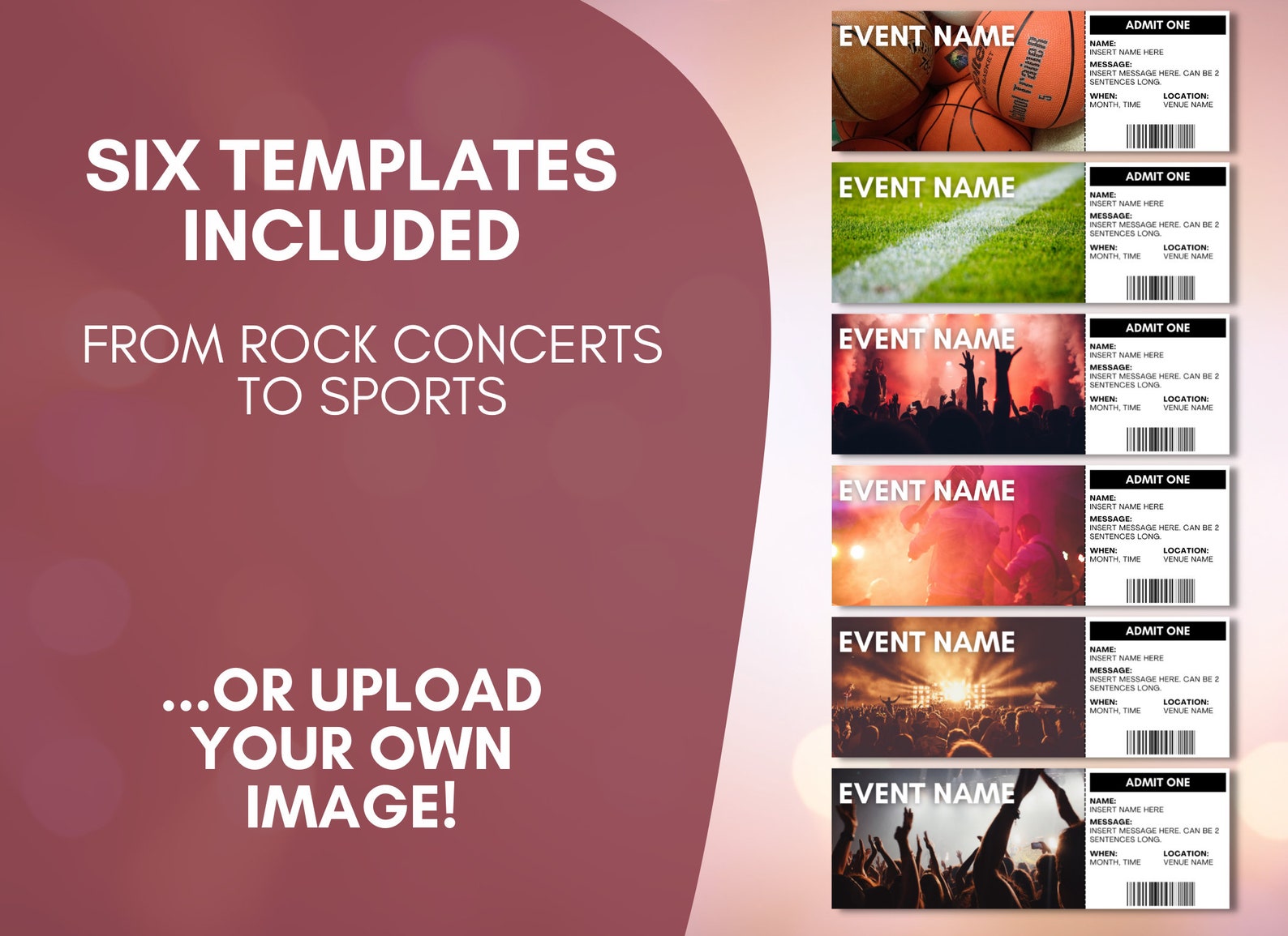 Event Concert Ticket Canva Editable Printable Template - Etsy