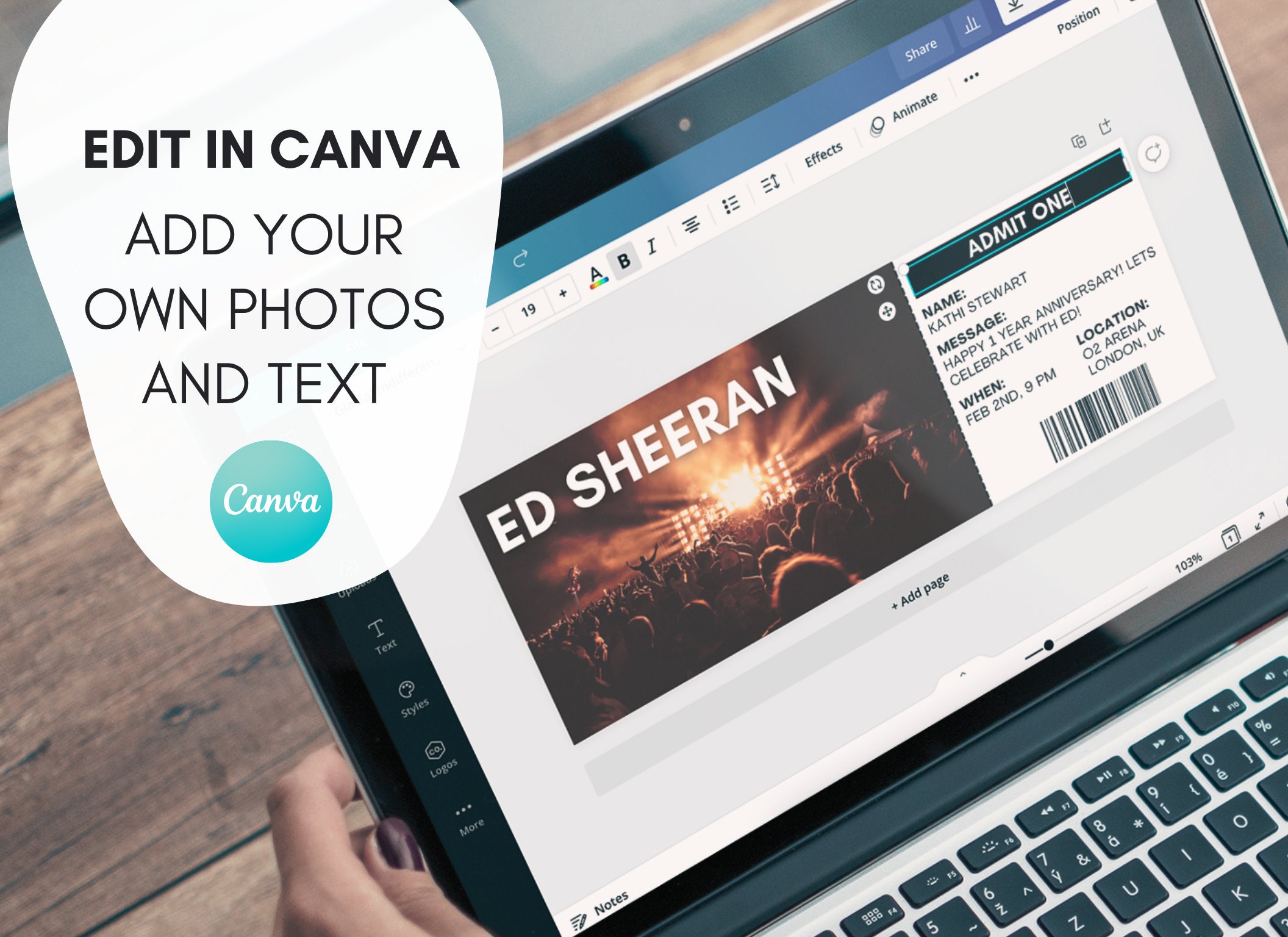 Event Concert Ticket Canva Editable Printable Template - Etsy