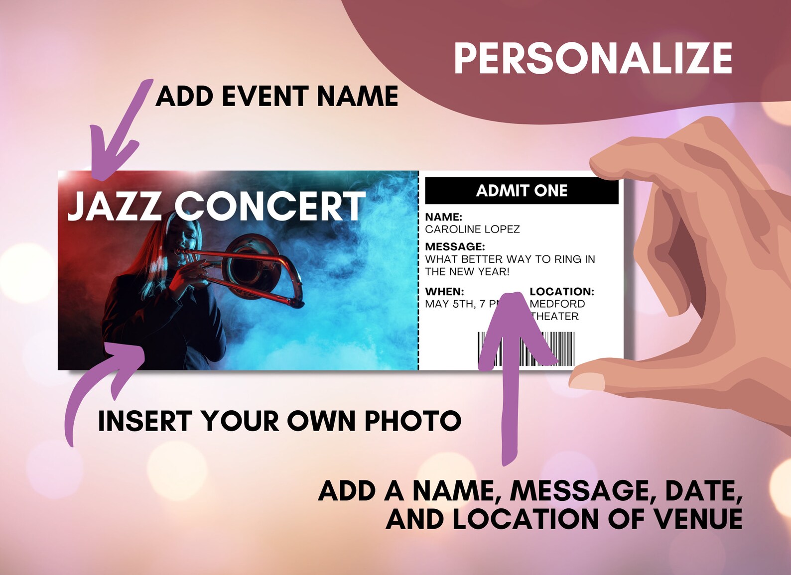 Event Concert Ticket Canva Editable Printable Template - Etsy