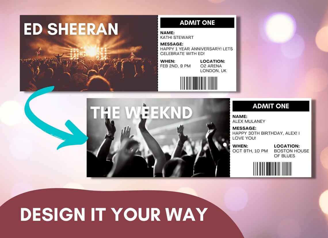 Event Concert Ticket Canva Editable Printable Template - Etsy