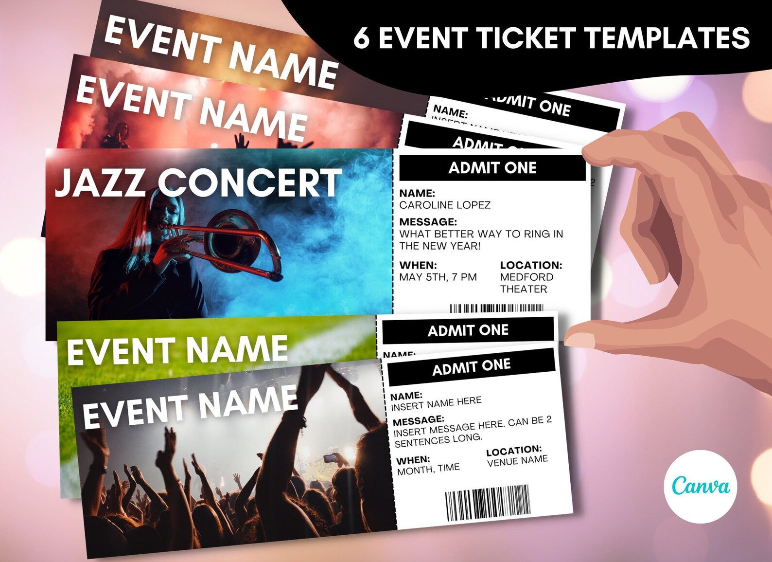 Event Concert Ticket Canva Editable Printable Template - Etsy