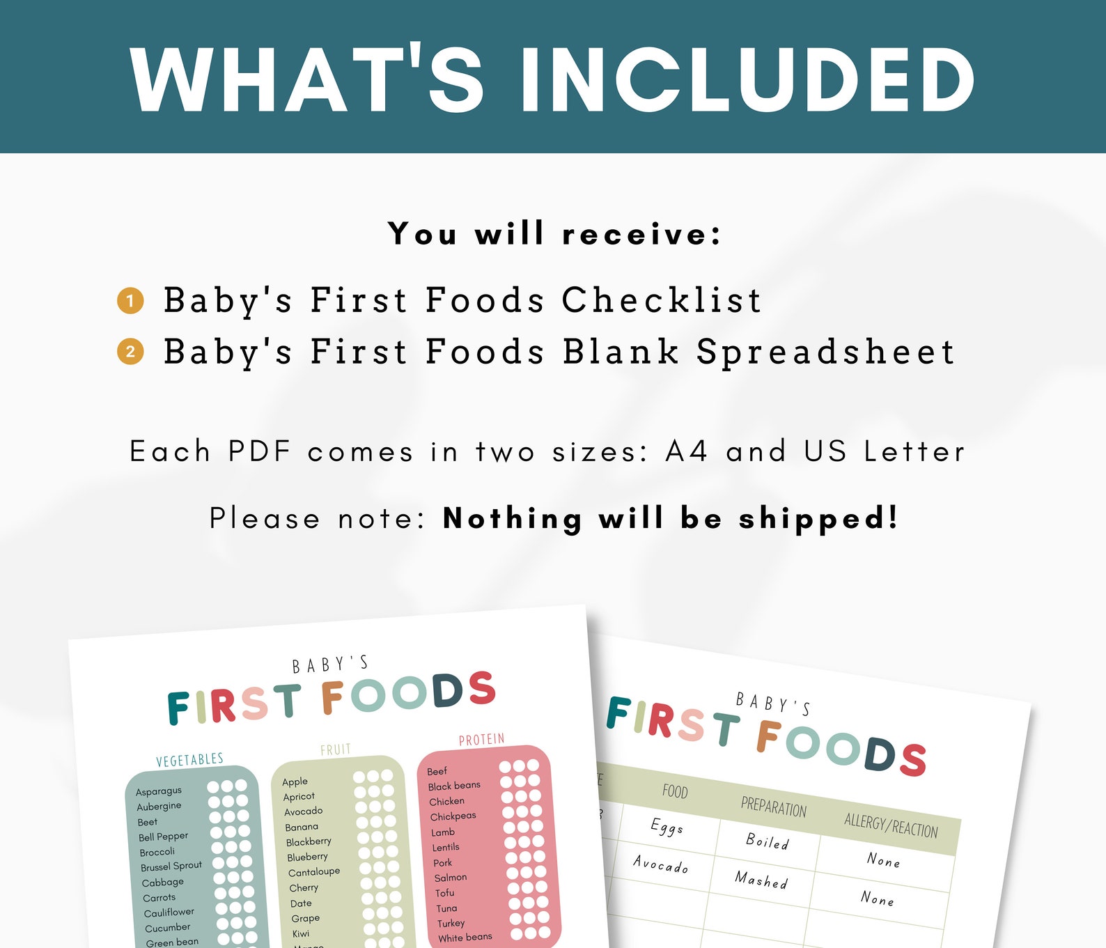 Baby's First Foods Checklist | Printable Food Log | Led Weaning | Solid ...