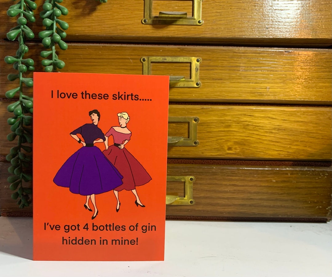 Skirts, Kitsch Vintage 1950’s Gin Card - Etsy