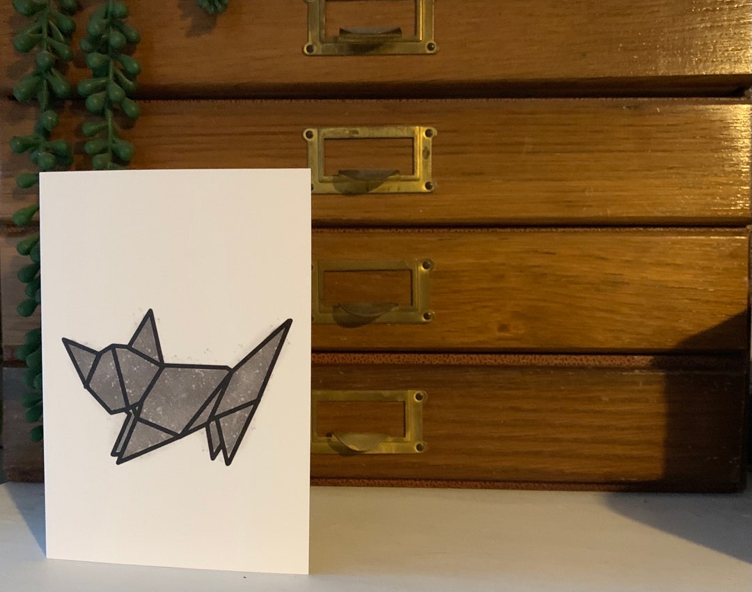 Origami Cat Card, Greetings Card, Birthday Card - Etsy