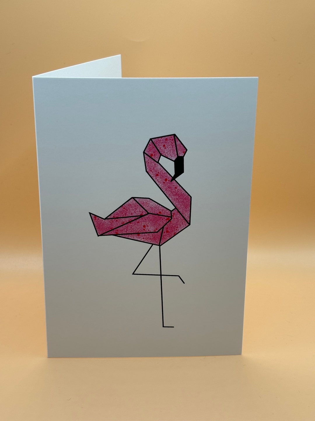 Origami Flamingo Greetings Card - Etsy