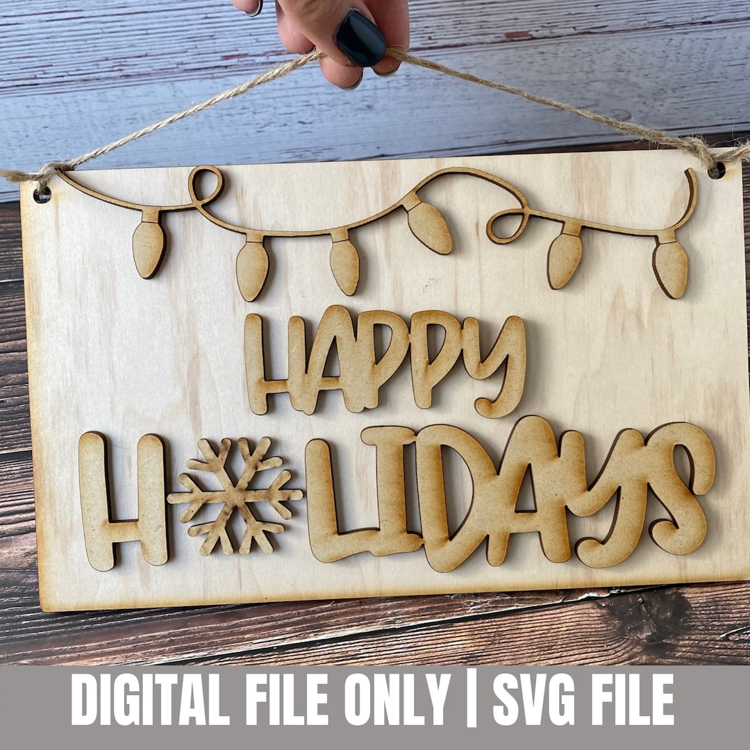 Digital File | Happy Holidays | Door Hanger | DIY Kit | Kid Project ...