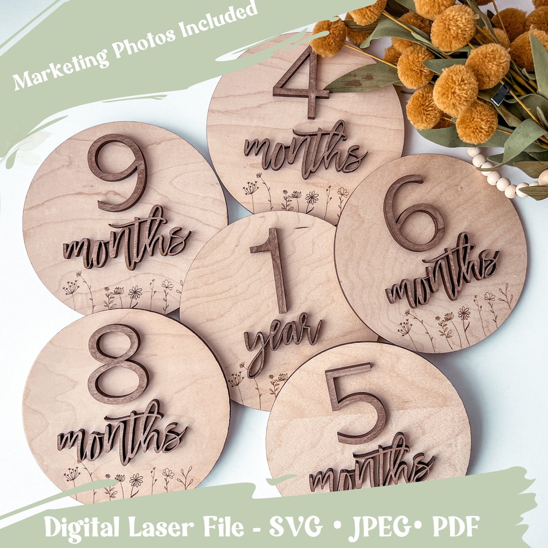 Flower Nursery Milestone Marker File, Laser File, Digital, Nursery ...