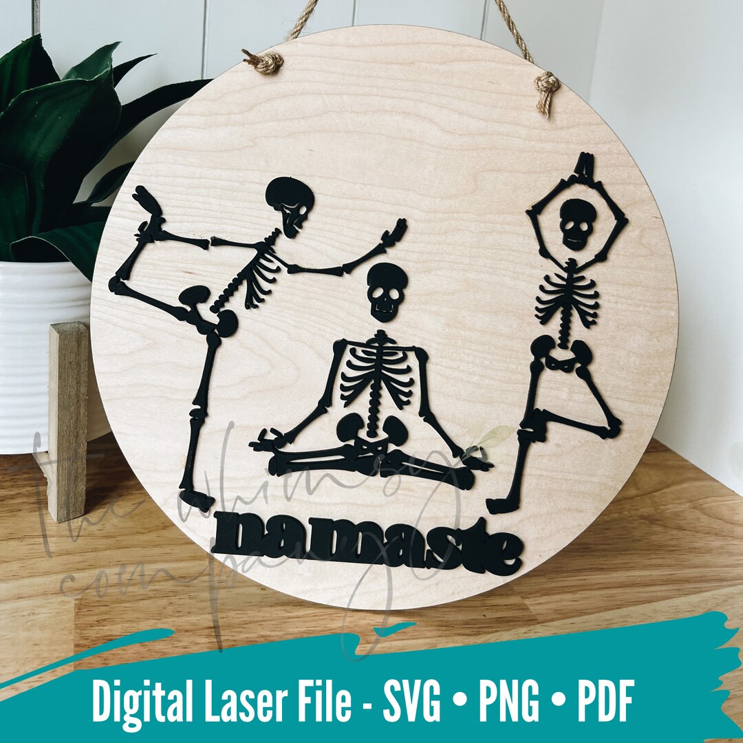 Yoga Bones SVG, Namaste Halloween Circle Hanger, Laser File for ...