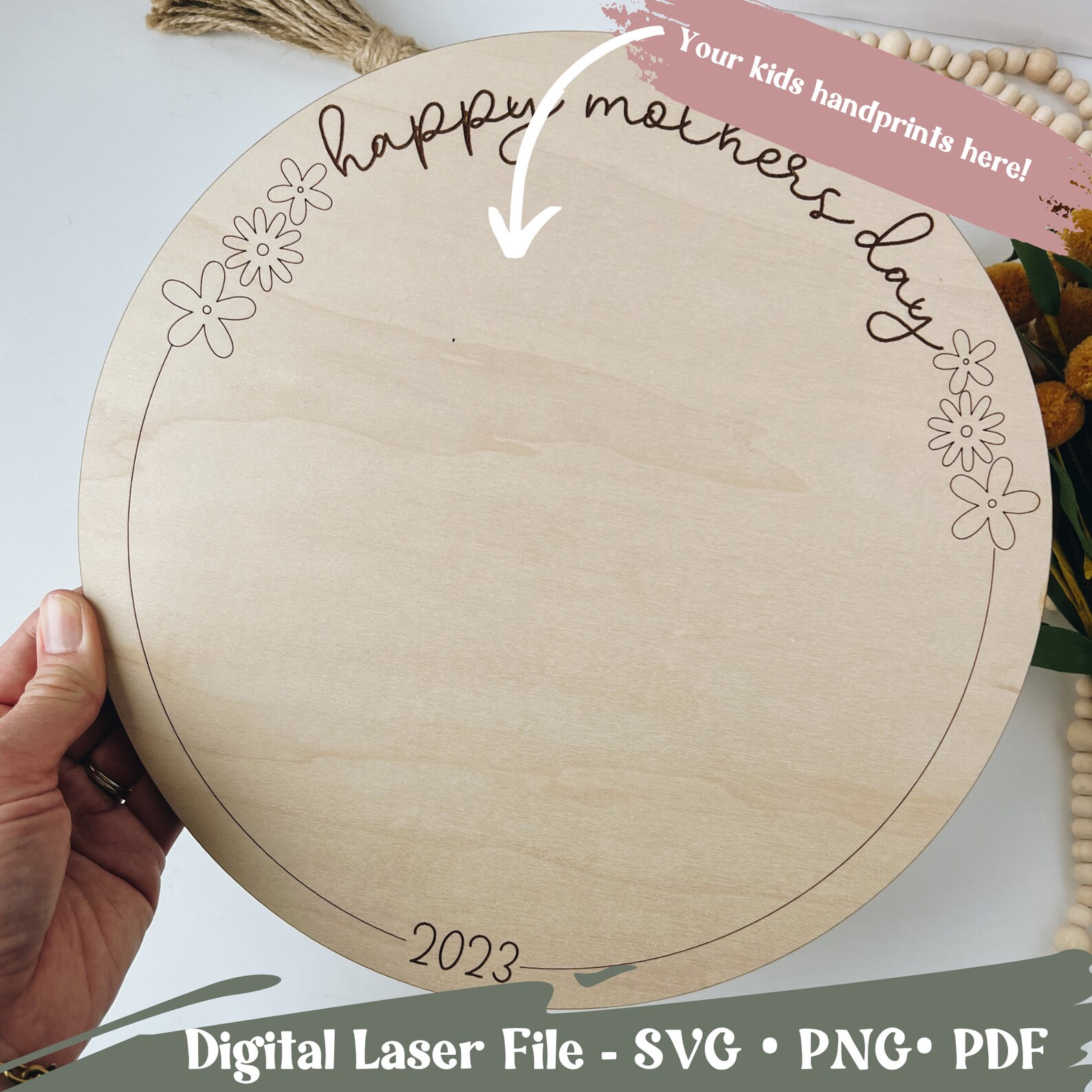 Round Hand Print Sign, Diy Kit SVG, Mothers Day Gift SVG, Kids Keepsake ...