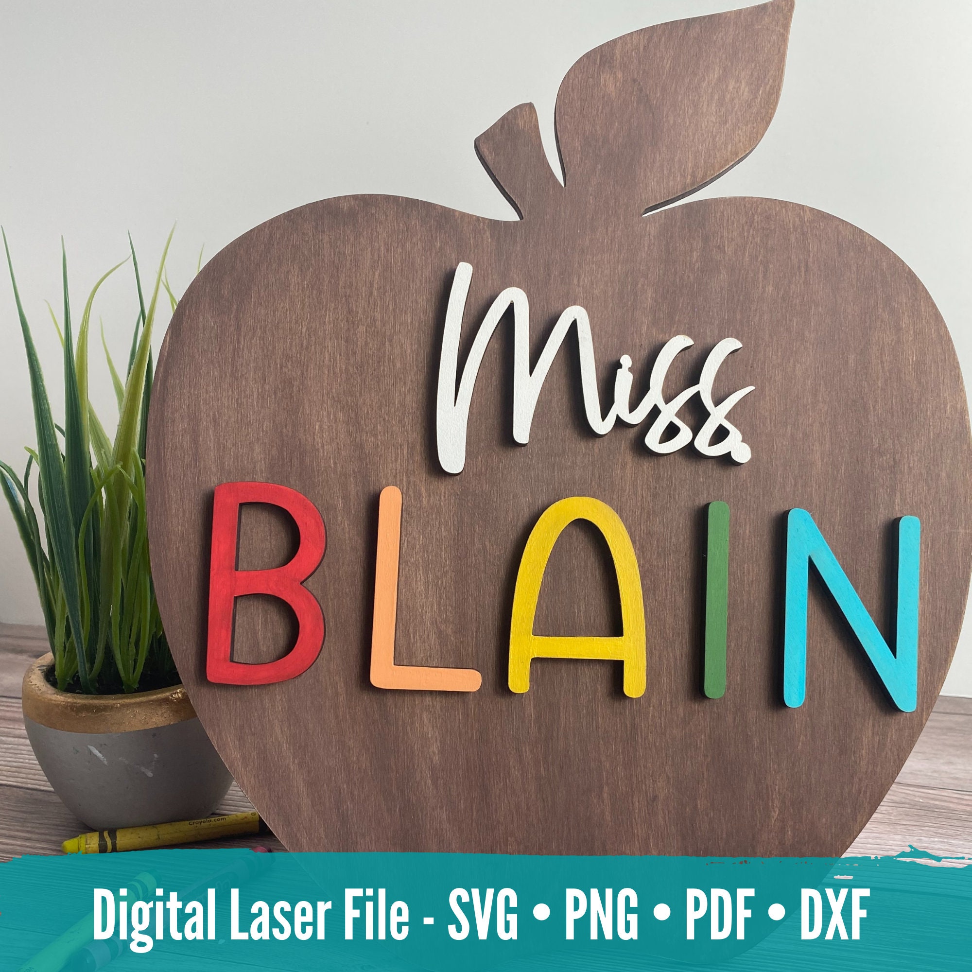 Teacher Apple Sign File INSTANT DOWNLOAD Laser File SVG File - Etsy