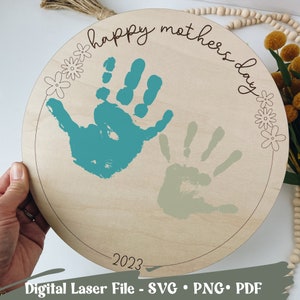 Round Hand Print Sign, Diy Kit SVG, Mothers Day Gift SVG, Kids Keepsake ...