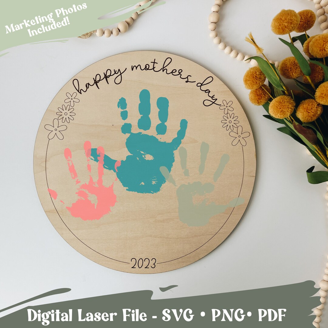 Round Hand Print Sign, Diy Kit SVG, Mothers Day Gift SVG, Kids Keepsake ...