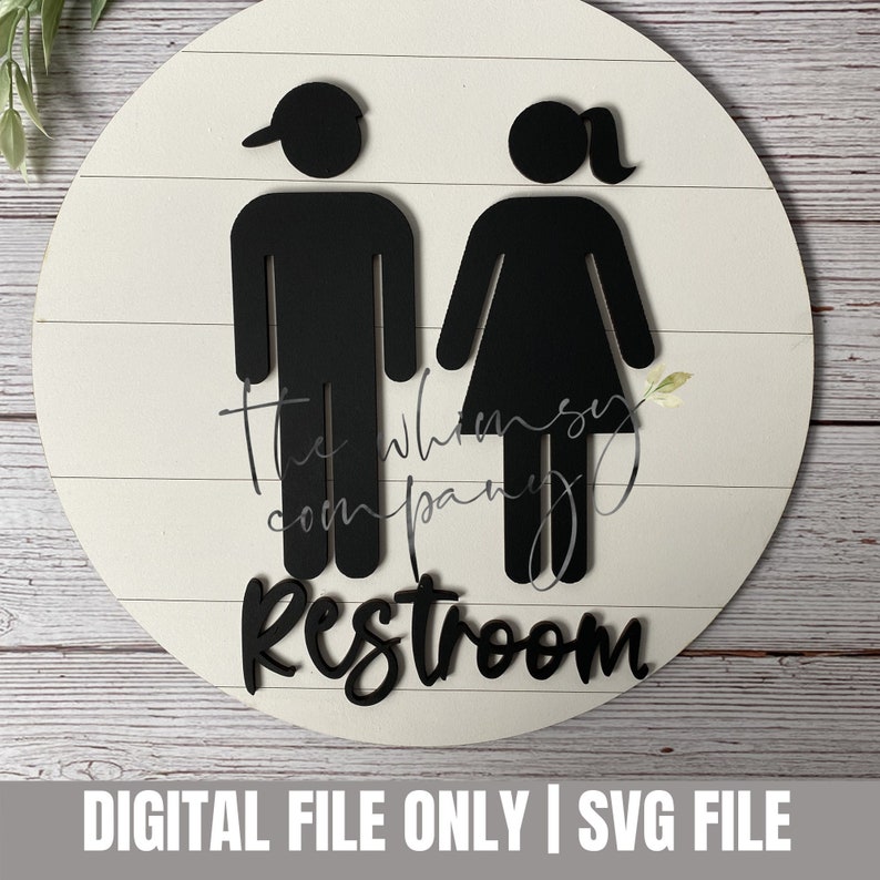 Boy and Girl Bathroom Sign Bathroom SVG File Glowforge - Etsy