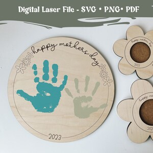 Round Hand Print Sign, Diy Kit SVG, Mothers Day Gift SVG, Kids Keepsake ...