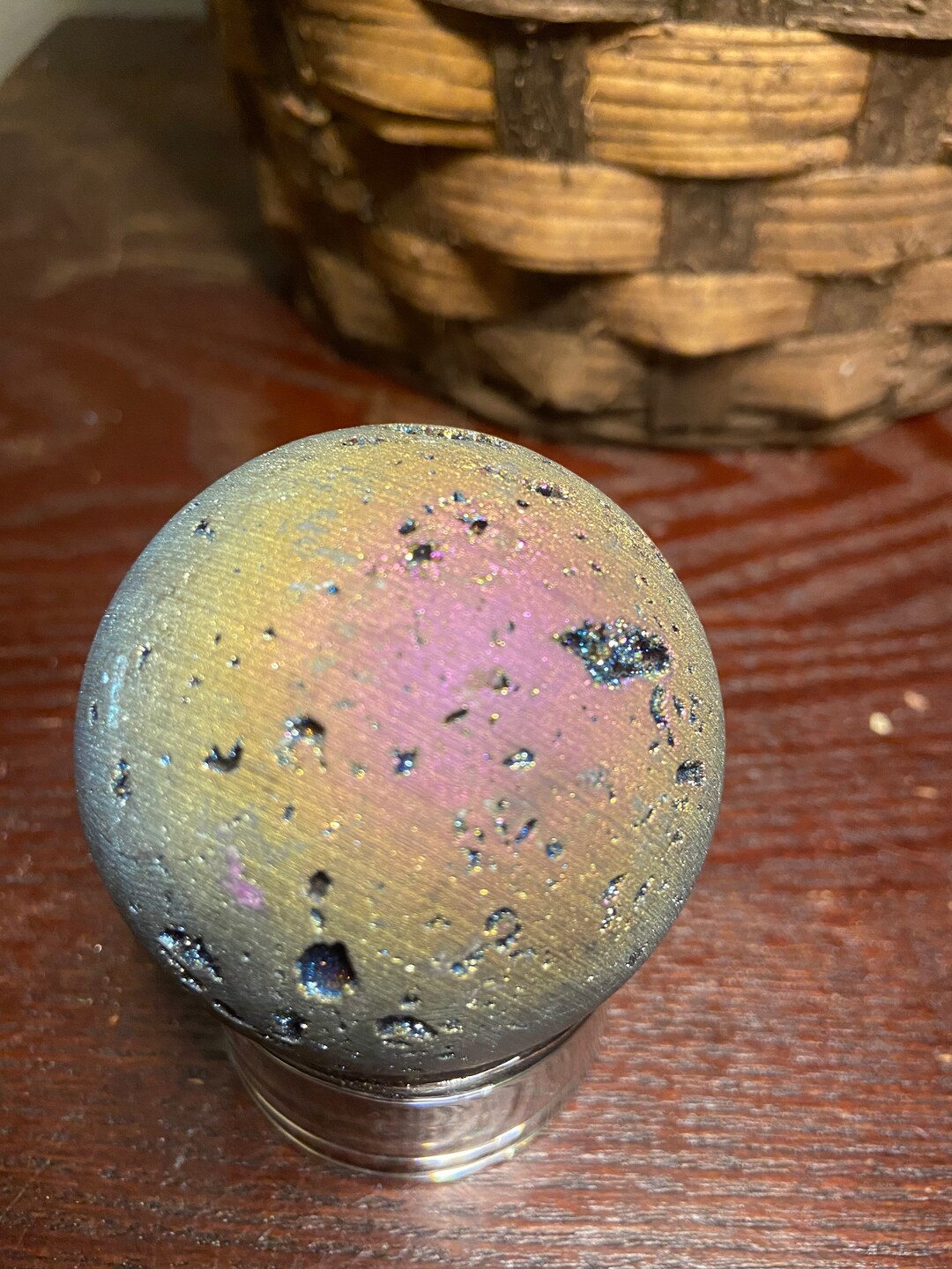 Rainbow Plated Druzy Sphere With Glass Base - Etsy UK