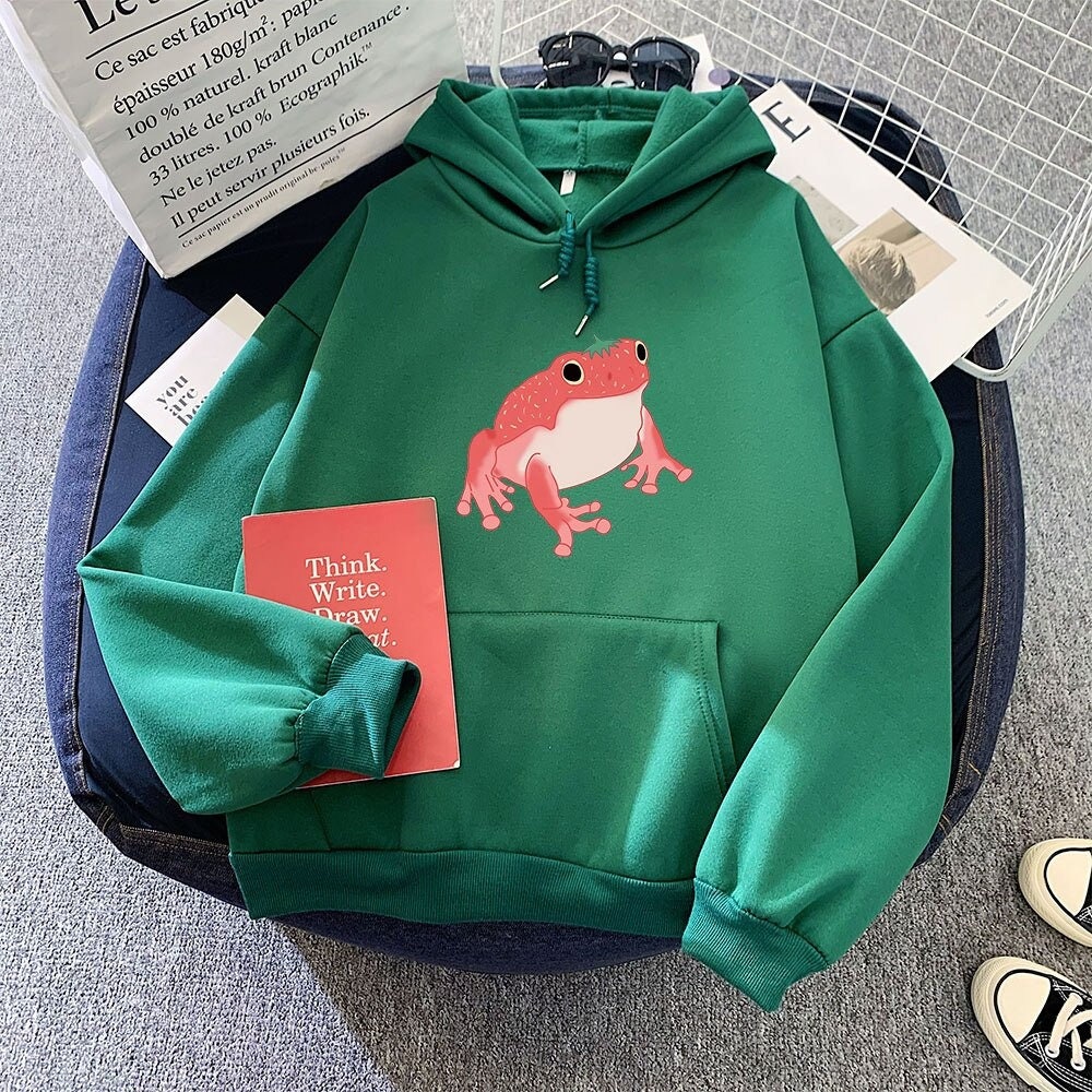 Frog Sweatshirt Oversized Clothes Harajuku Long Sleeve Hooded Etsy