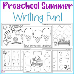 Preschool Summer Worksheets Coloring Activities Prek Summer Writing ...