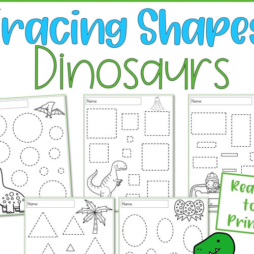 Preschool Tracing Shapes Dinosaurs Preschool Printables - Etsy
