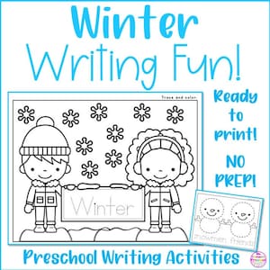 Preschool Winter Writing & Coloring Fun, Preschool Winter Worksheets ...