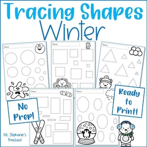Winter Preschool Tracing Shapes, Preschool Printables Worksheets ...