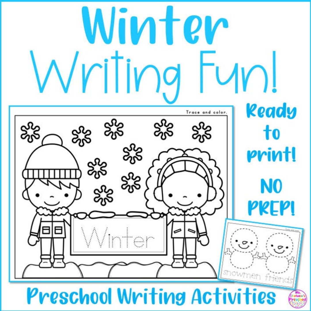 Preschool Winter Writing & Coloring Fun, Preschool Winter Worksheets ...