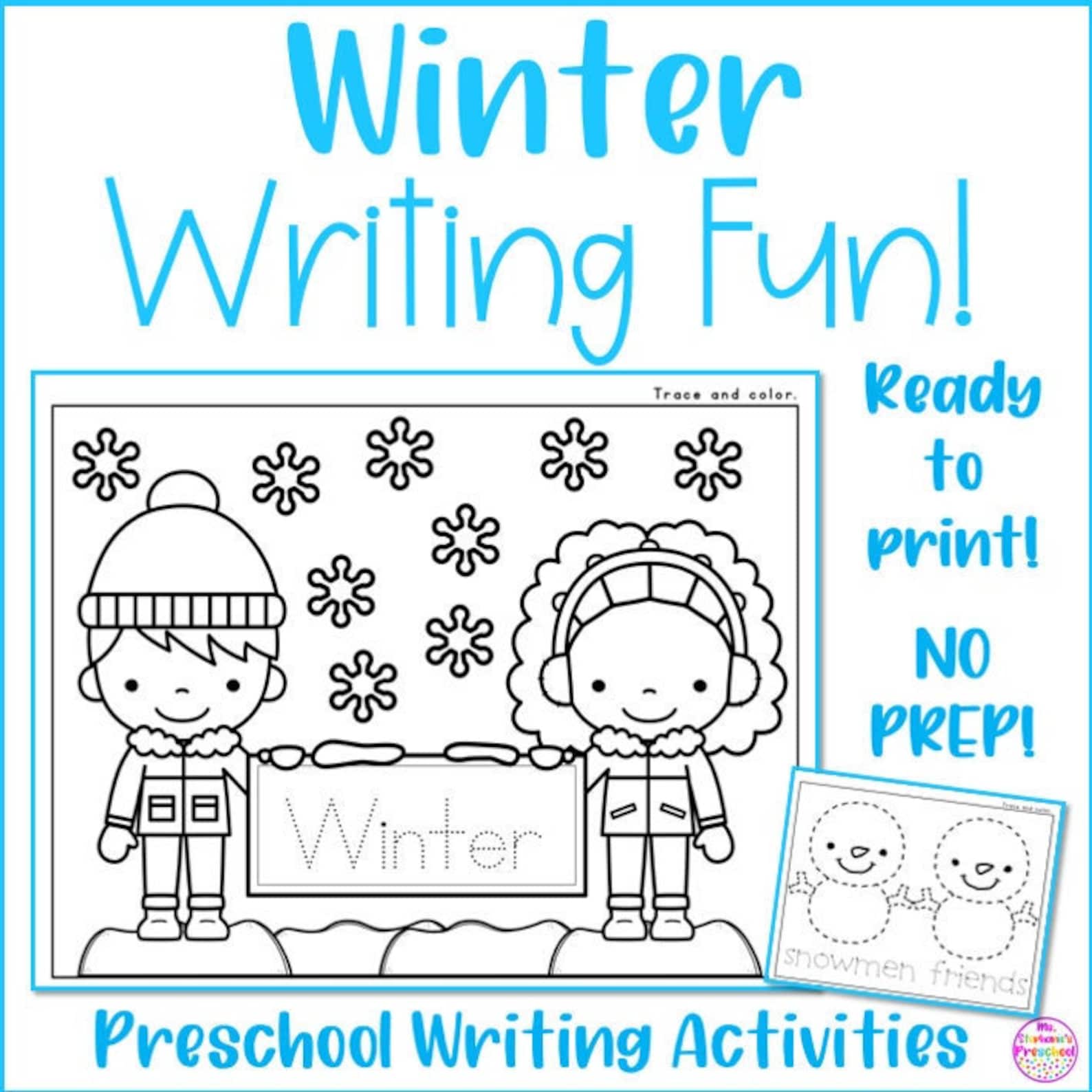 Preschool Winter Writing & Coloring Fun, Preschool Winter Worksheets ...