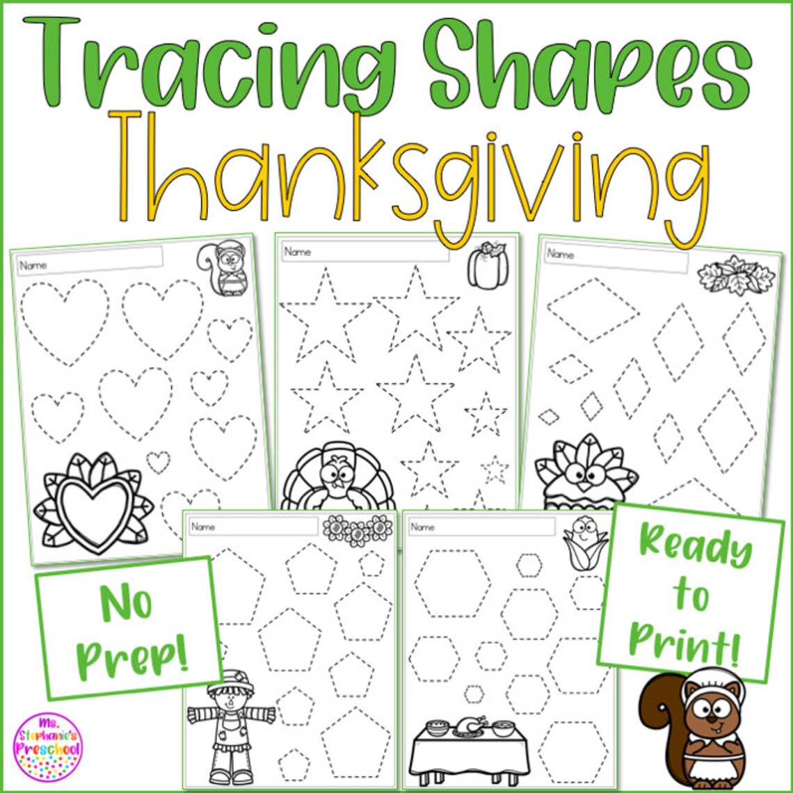 Preschool Tracing Shapes - Thanksgiving, Preschool Printables ...