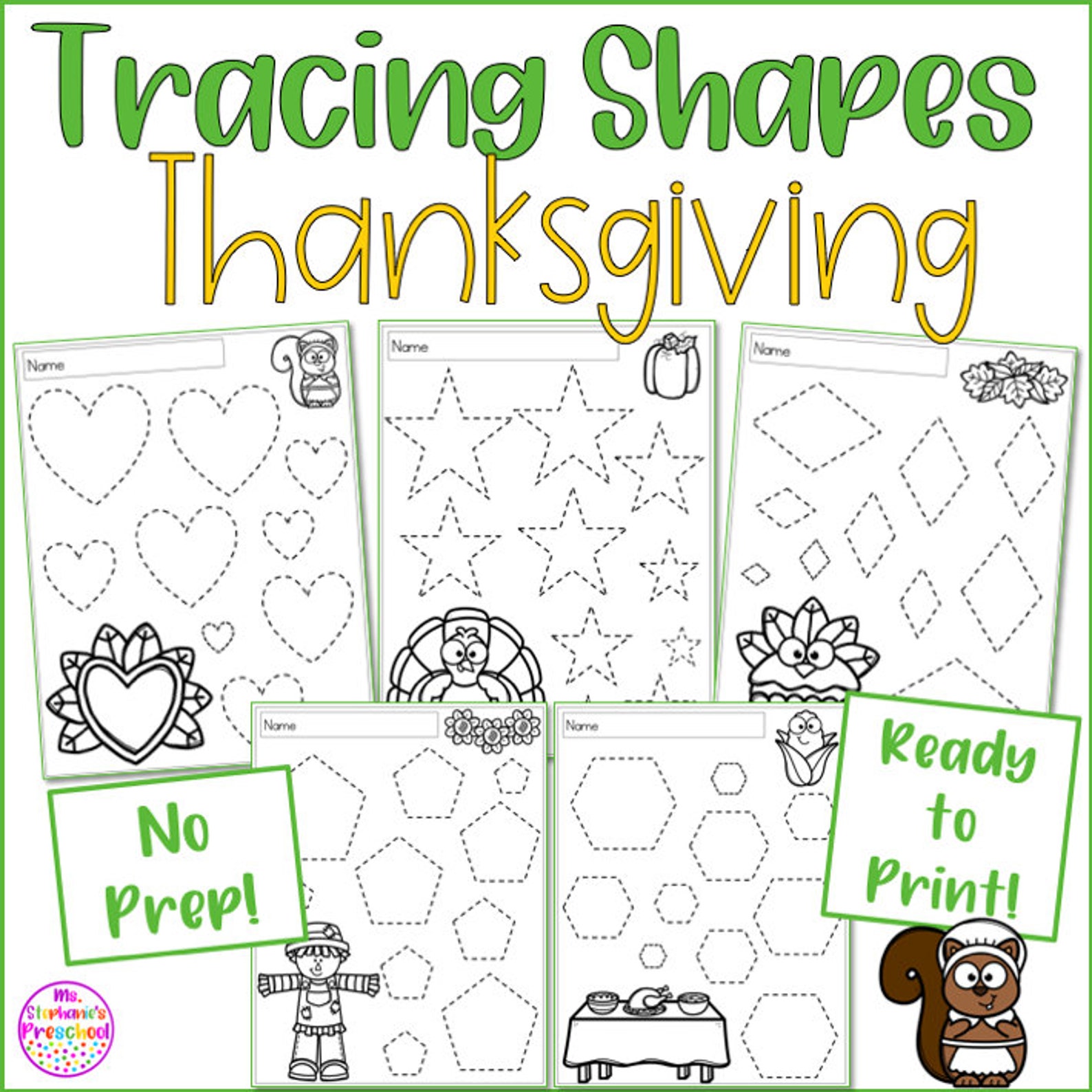 Preschool Tracing Shapes - Thanksgiving, Preschool Printables ...