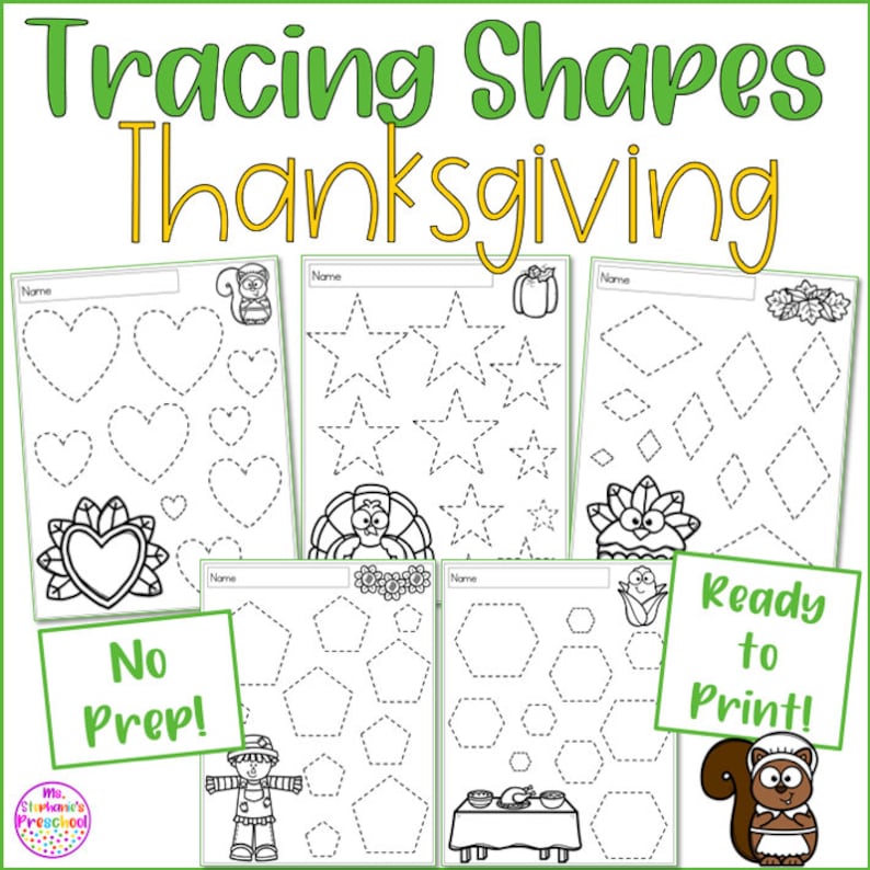 Preschool Tracing Shapes - Thanksgiving, Preschool Printables ...