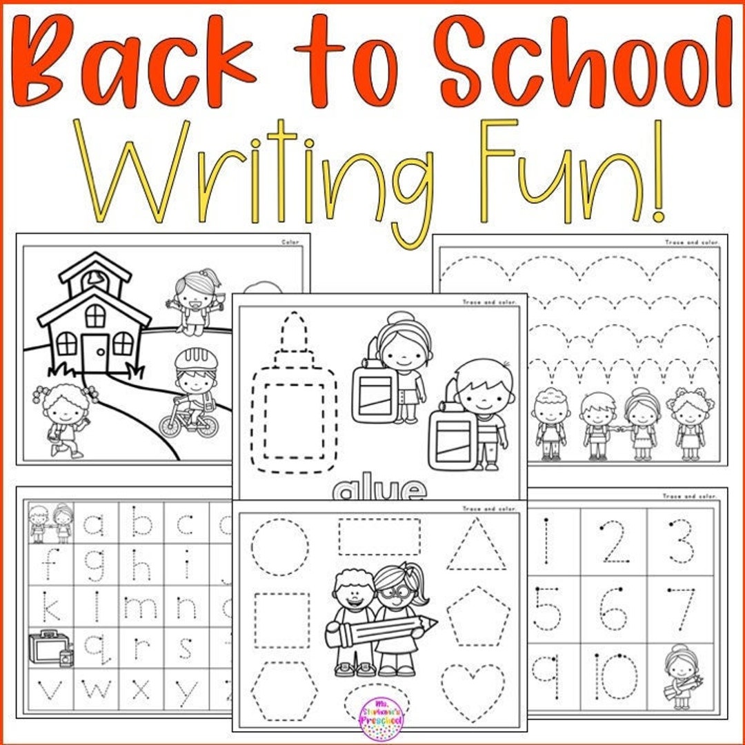Back to School Preschool Writing and Coloring Pages, Homeschool ...