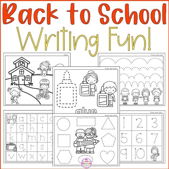 Back to School Preschool Writing and Coloring Pages - Etsy