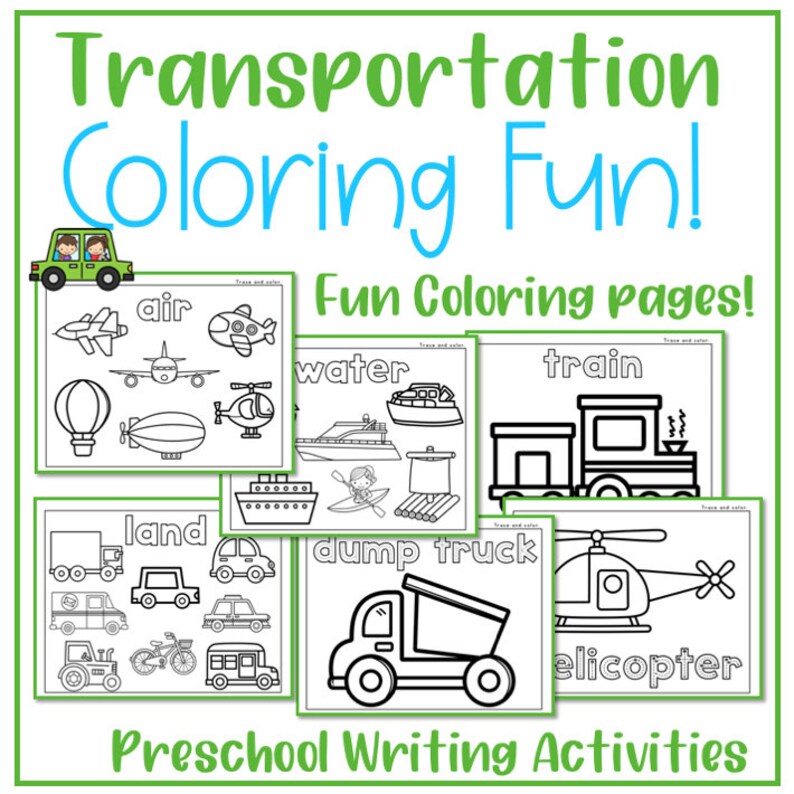 Transportation Preschool Coloring and Writing Pages Back to School ...