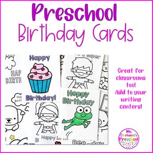 Preschool Birthday Cards, Coloring Birthday Cards, Preschool Activity ...