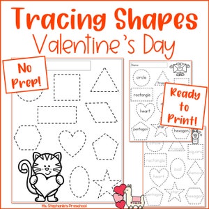 Preschool Tracing Shapes-valentine's Day, Preschool Printables and ...