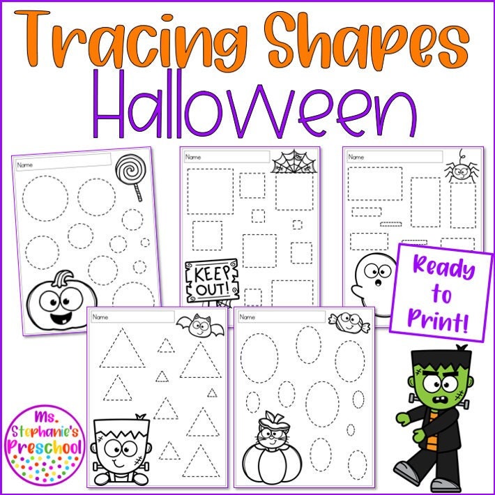 Preschool Tracing Shapes - Halloween, Preschool Printables, Preschool ...