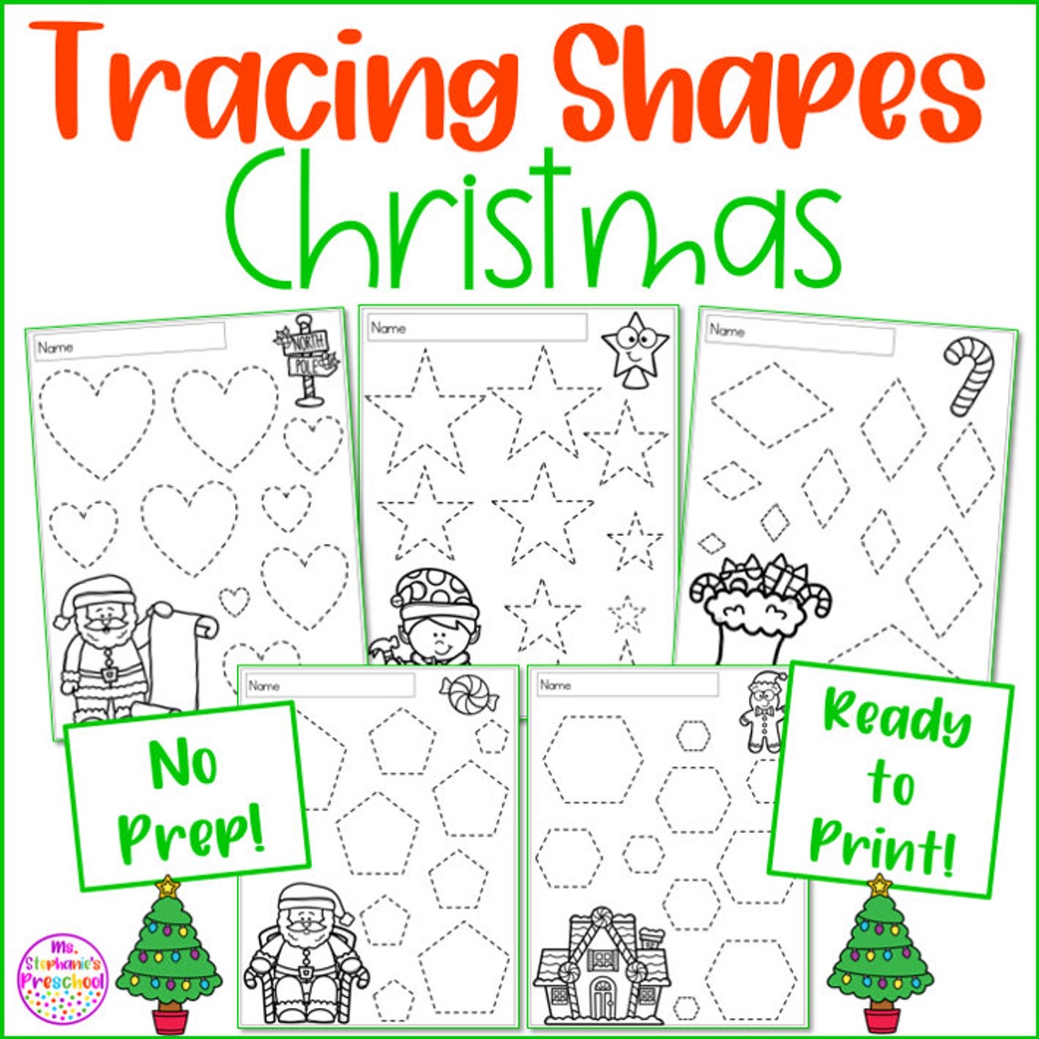 Preschool Tracing Shapes - Christmas, Preschool Printables, Preschool ...