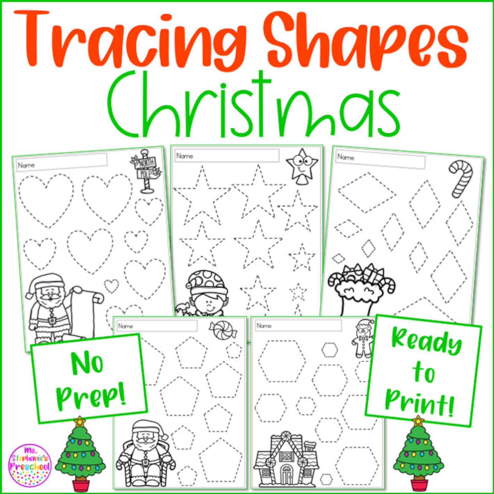Preschool Tracing Shapes - Christmas, Preschool Printables, Preschool ...