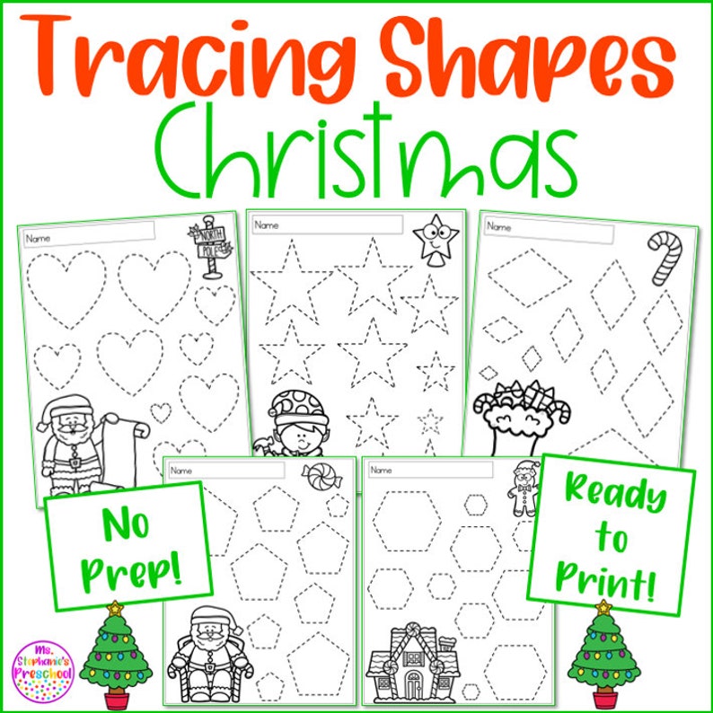 Preschool Tracing Shapes - Christmas, Preschool Printables, Preschool ...