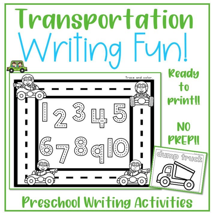 Transportation Preschool Coloring and Writing Pages Back to School ...