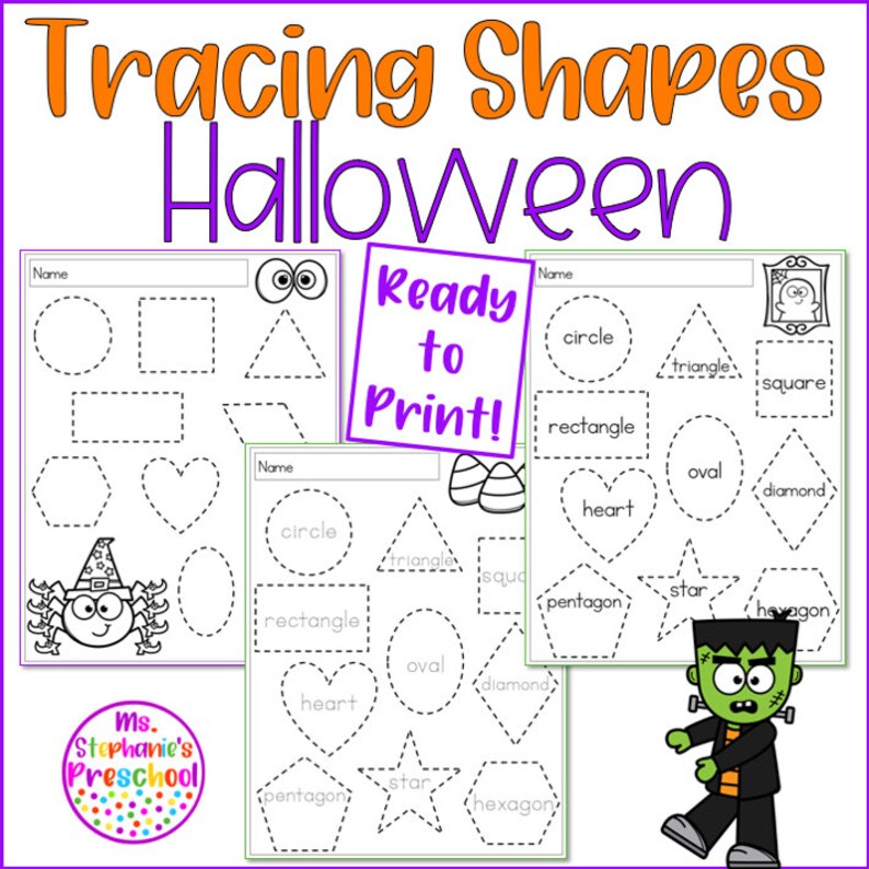 Preschool Tracing Shapes - Halloween, Preschool Printables, Preschool ...