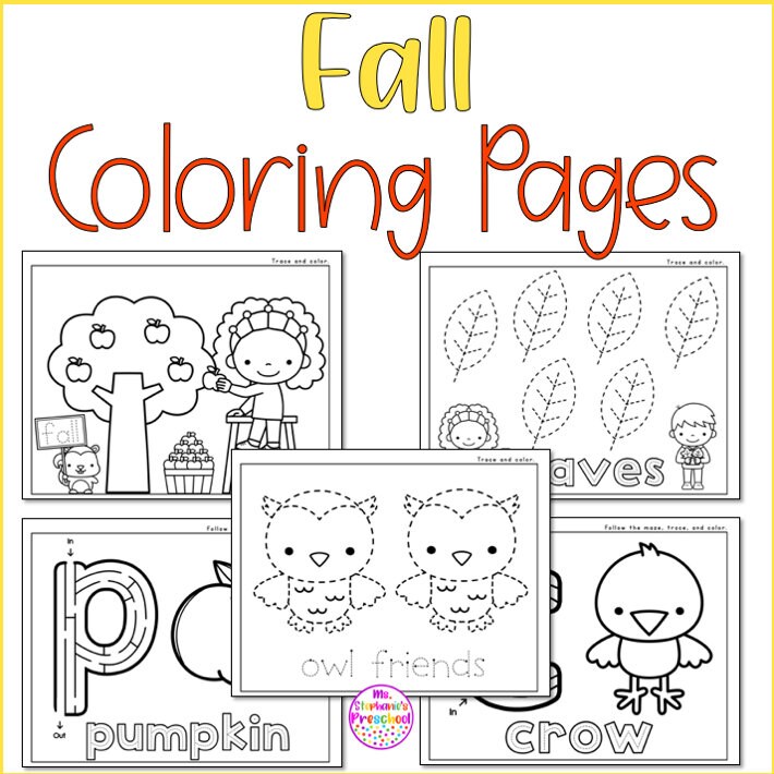 Fall Preschool Writing and Coloring Pages, Homeschool, Writing Practice ...