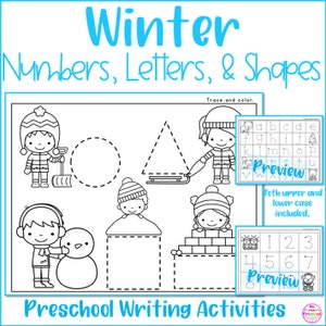 Preschool Winter Writing & Coloring Fun, Preschool Winter Worksheets ...