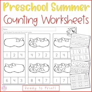 Preschool Summer Counting Math Worksheets, Preschool Worksheets, Summer ...