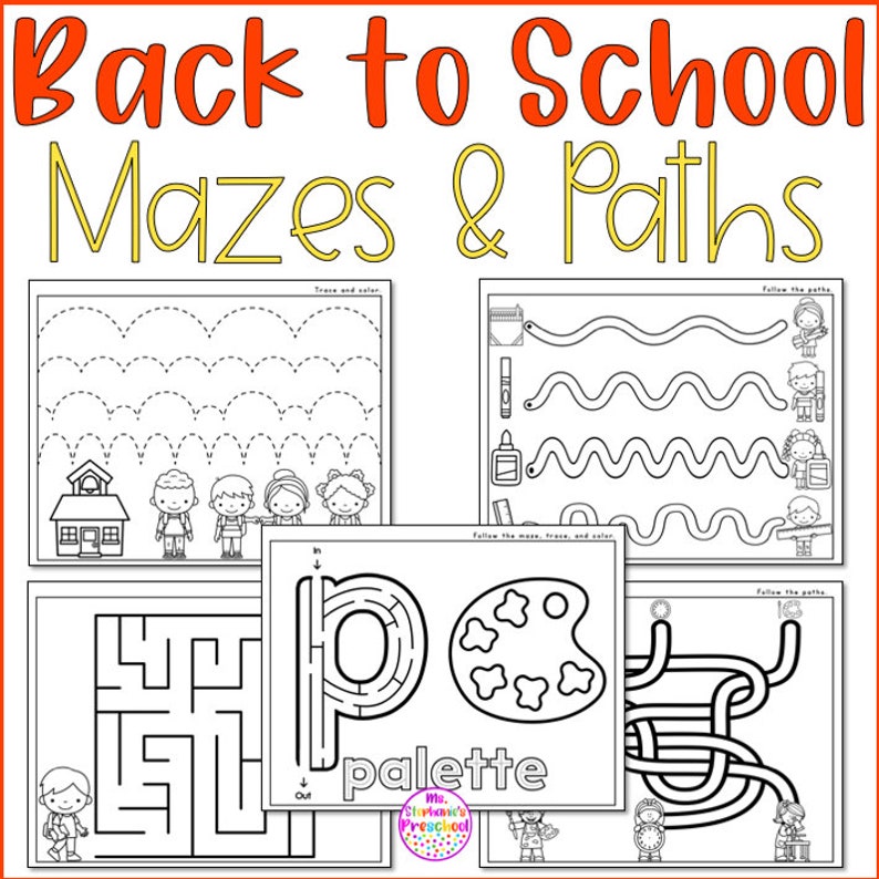Back to School Preschool Writing and Coloring Pages, Homeschool ...