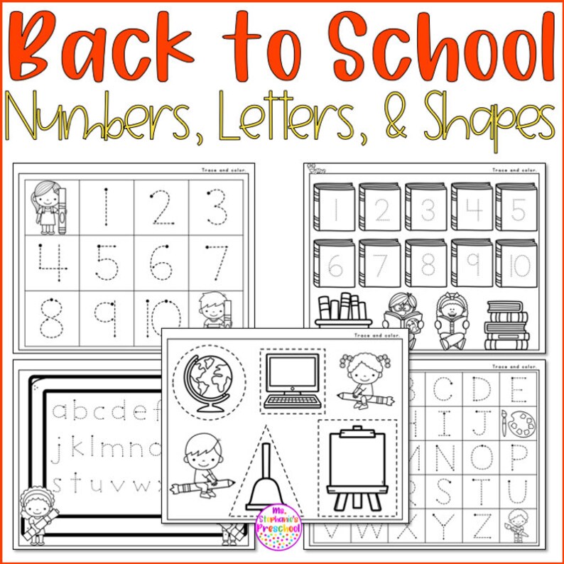 Back to School Preschool Writing and Coloring Pages, Homeschool ...