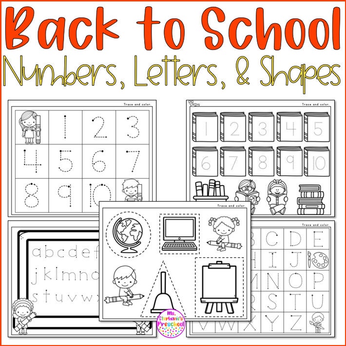 Back to School Preschool Writing and Coloring Pages, Homeschool ...